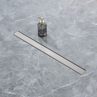 28"Linear Shower Grid with Tiled Stealth and 304 Stainless Steel Brushed Polished 2 in 1 Panels ...